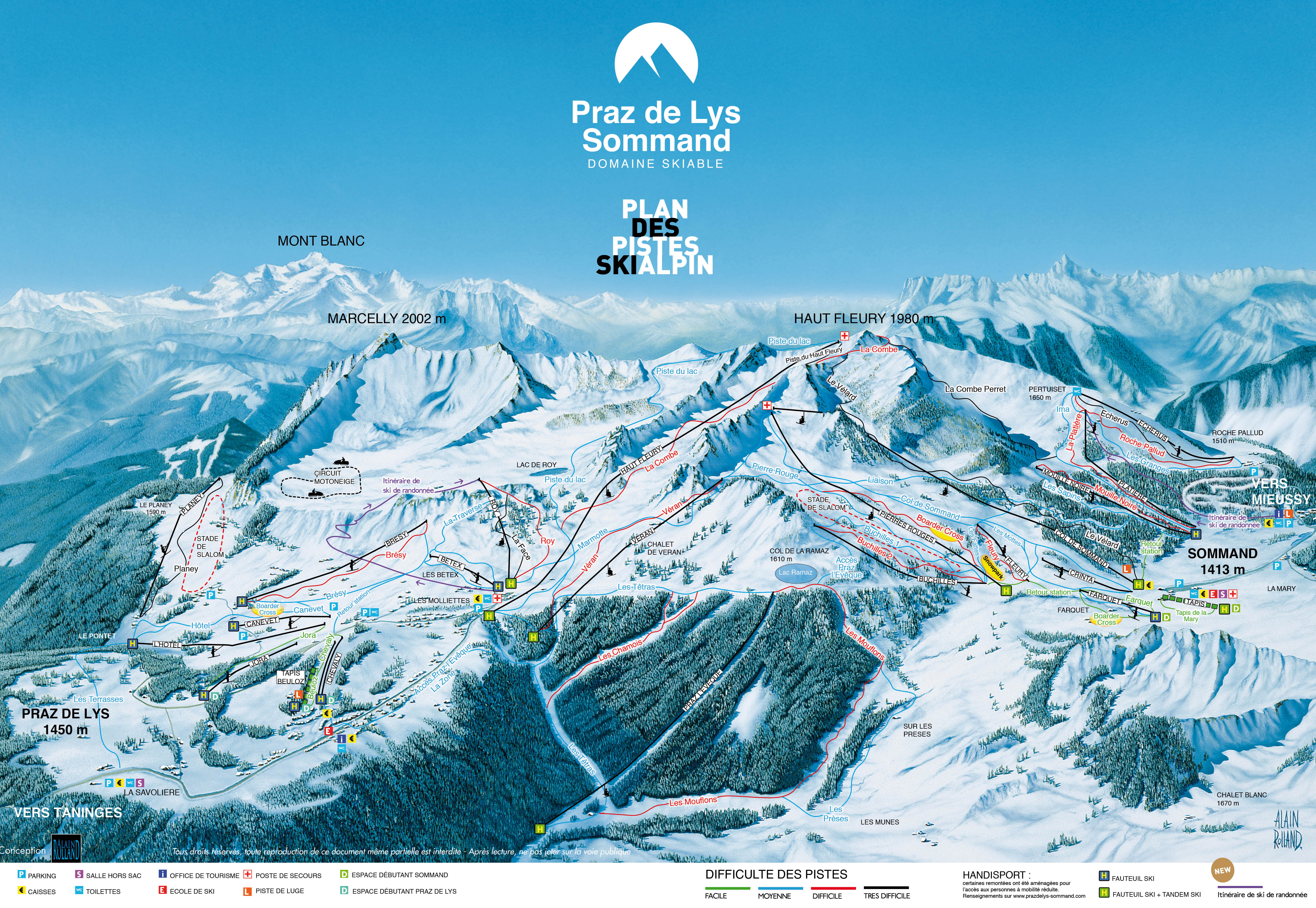 Plan des Pistes et Sentiers de randonnées de Praz De Lys Sommand